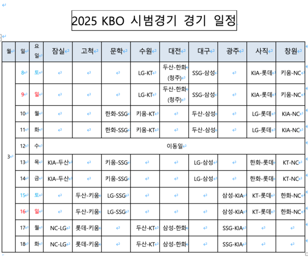 '피치클락 도입' KBO리그 시범경기, 3월 8일 개막...한화 2G는 청주야구장에서 개최 [춘추 이슈]